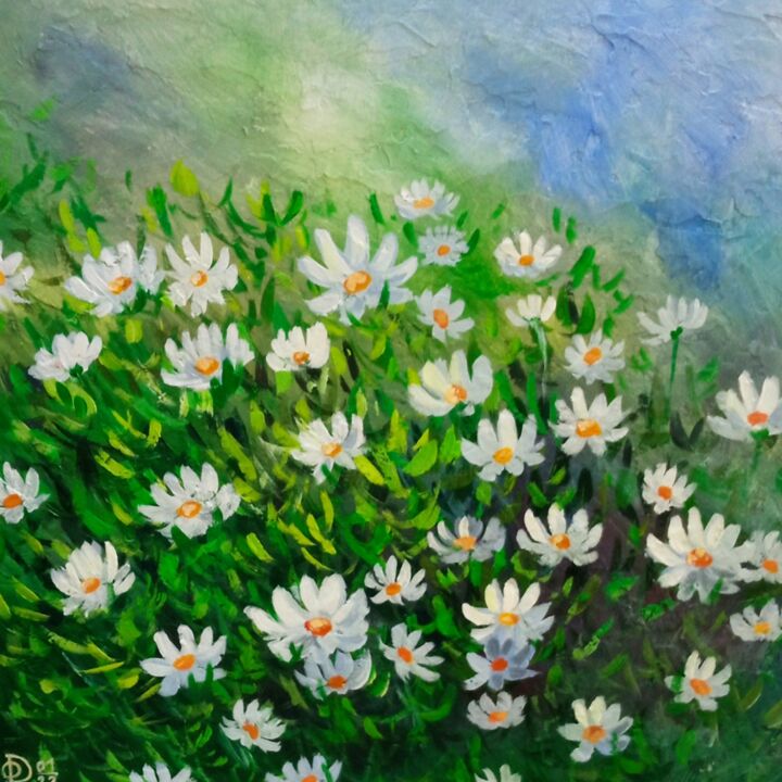 Chamomile Flowers, Painting by Olga Dmitrieva | ArtMajeur